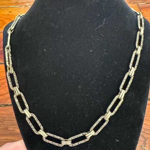 Jewelry | Gold Tone Square Links Long Textured Chain Paperclip | Poshmark